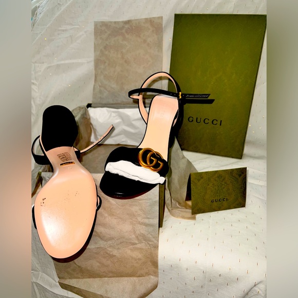 Gucci | Shoes | Gucci Marmont Leather Gg Blockheel Sandals | Poshmark